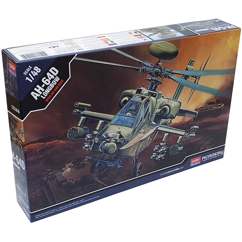 Academy AH-64D Apache Longbow Attack Helicopter Model Kit (Scale 1:48)
