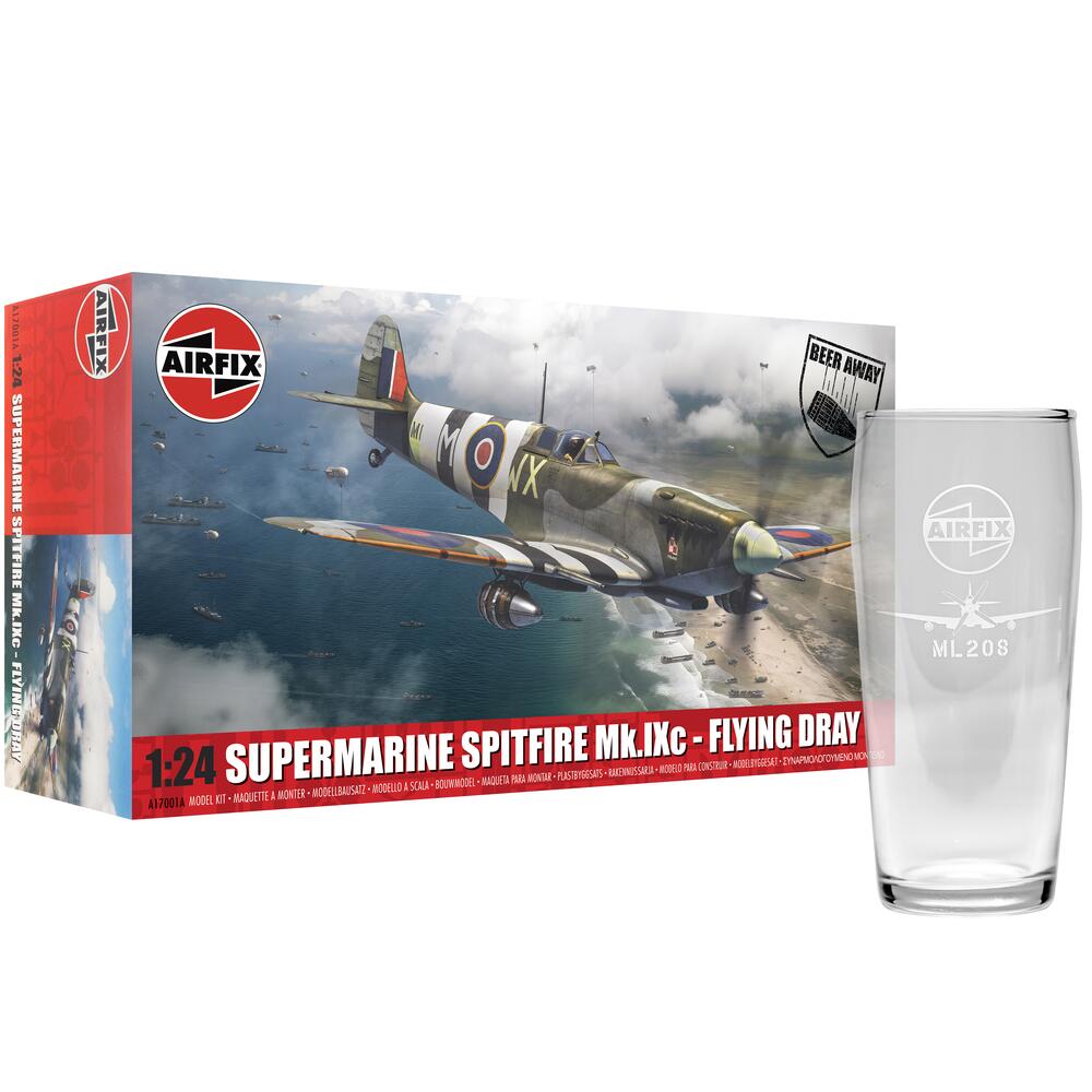 Airfix Supermarine Spitfire Mk.IXc Flying Dray Model Kit 1:24 with Beer Glass FRAGILE