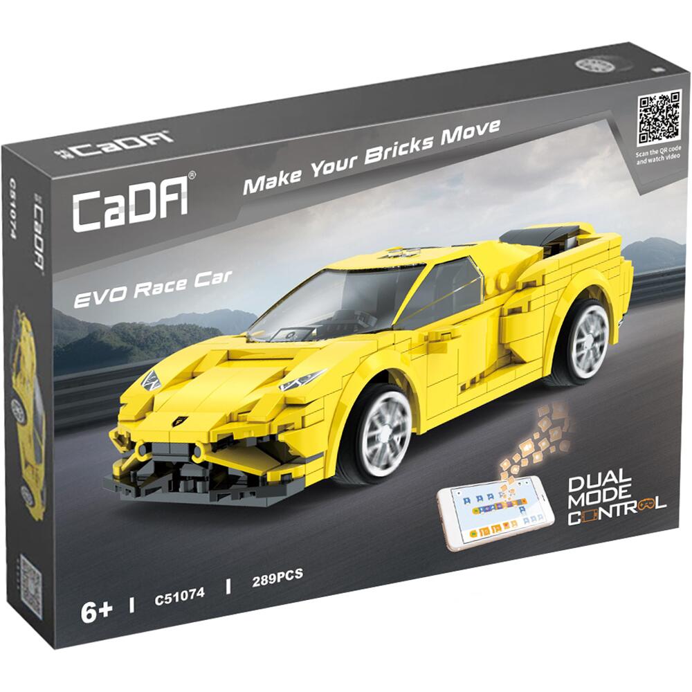 CaDA Cars Yellow Evo Sports Car Brick Construction Set 289 Piece