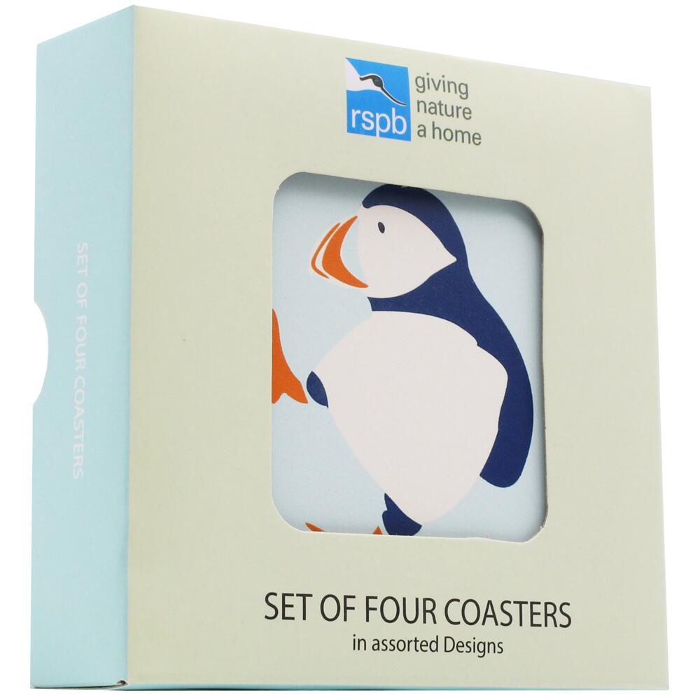 RSPB Puffin Cork Backed Ceramic Round Coasters Set of 4
