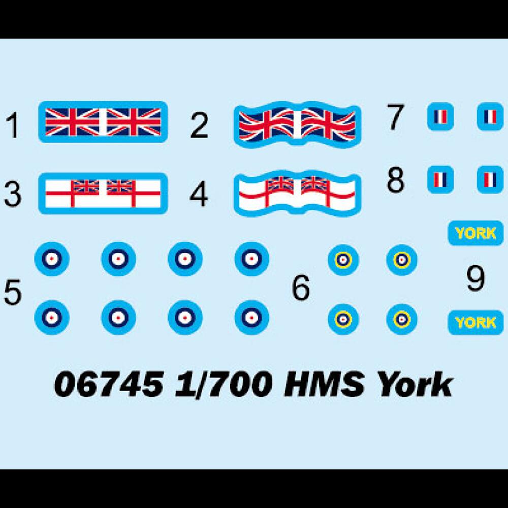 Trumpeter HMS York Heavy Cruiser Model Kit Scale 1/700