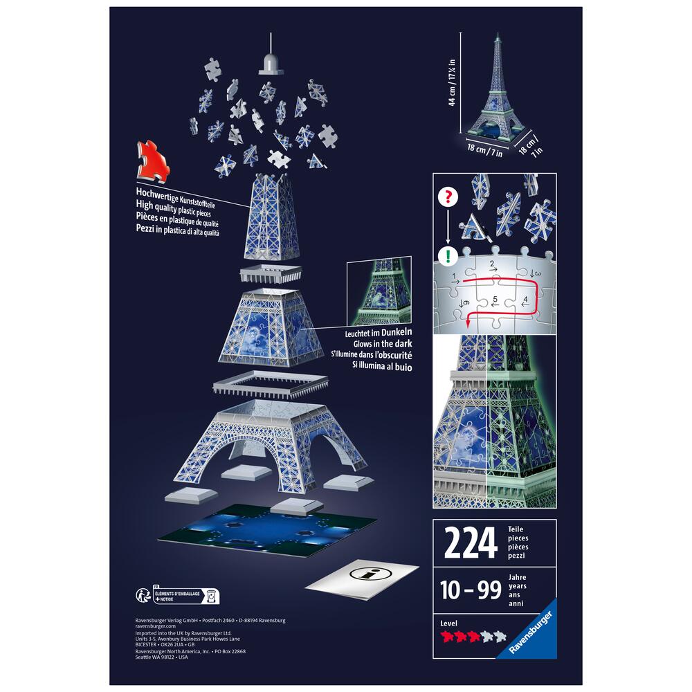 Ravensburger Eiffel Tower Glow in the Dark 216 Piece 3D Jigsaw Puzzle
