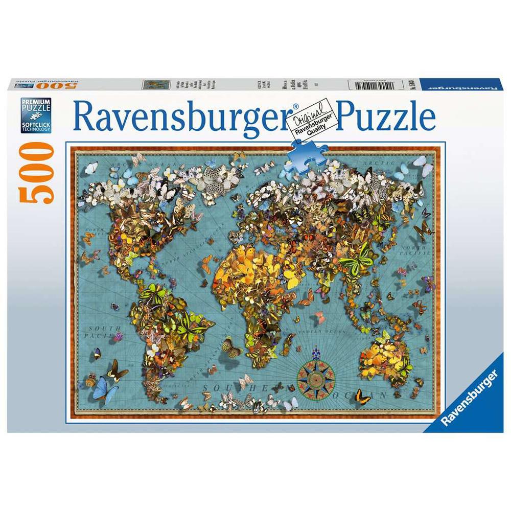 Ravensburger World of Butterflies World Map 500 Piece Jigsaw Puzzle