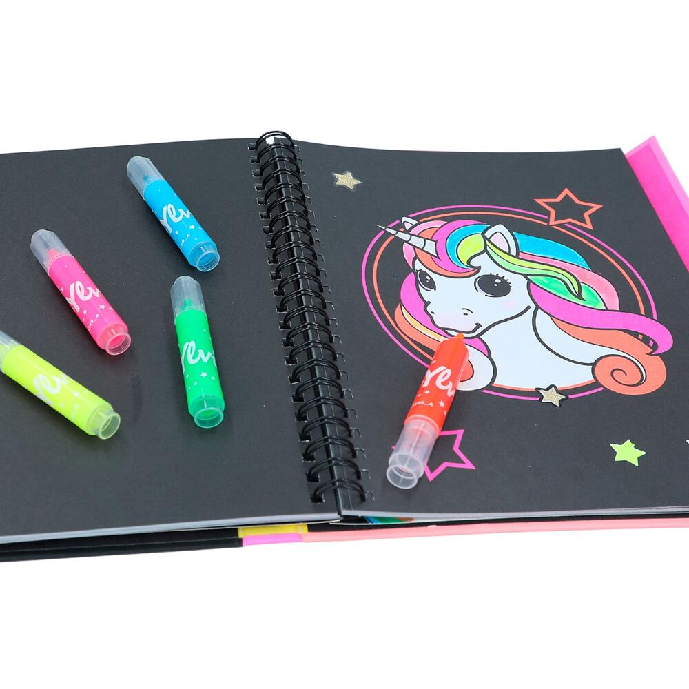 Ylvi Neon Colouring Book with 5 Pens and Stickers Depesche for Ages 4+