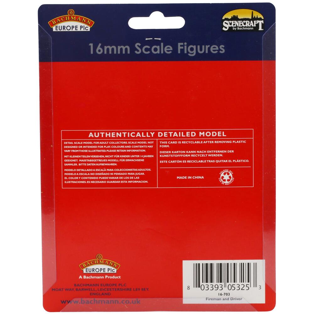 Scenecraft Fireman and Driver 16mm Scale Figure Set for Model Railways