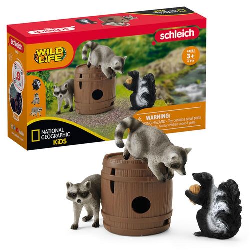 Schleich Wild Life Raccoons NUTTY MISCHIEF Playset