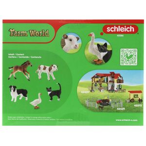 Schleich Farm World Calf, Cat, Border Collie, Goose & Foal 5 Figure Pack