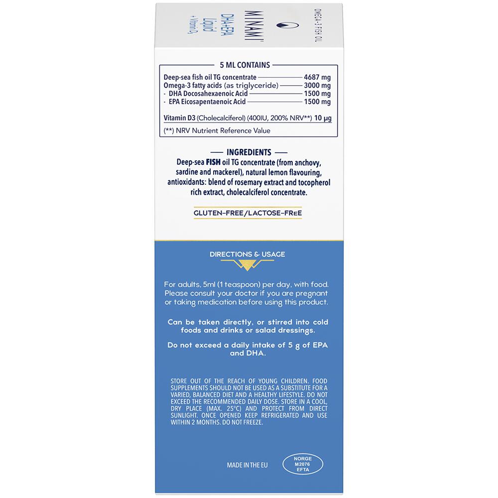 MINAMI Omega-3 Fish Oil DHA+EPA Liquid with Vitamin D3 150ml