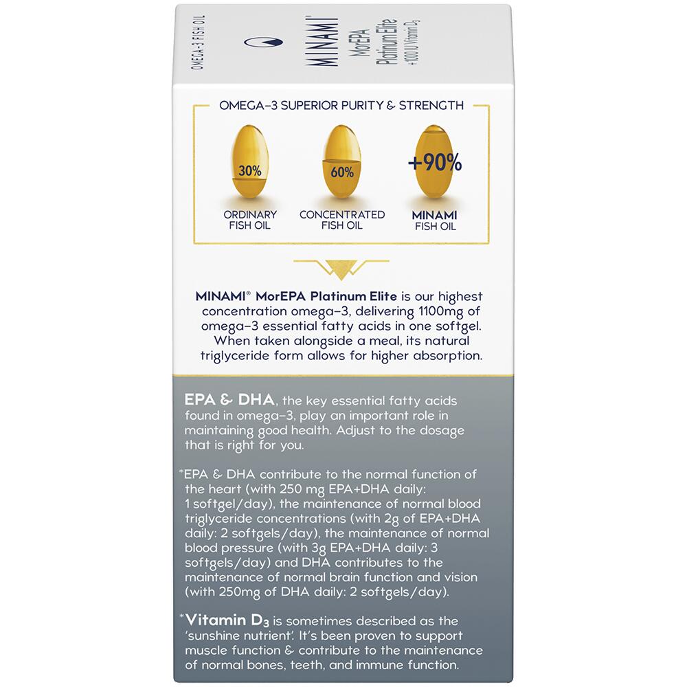 MINAMI Omega-3 Fish Oil MorEPA Platinum Elite + 1000 IU Vitamin D3 60 ...