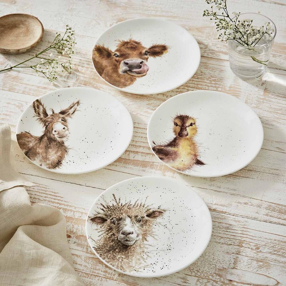 Wrendale Designs Farmyard Animals Coupe Plates 4 PACK from Royal Worcester