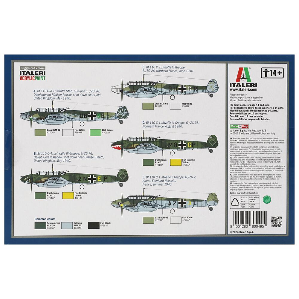 Italeri Bf 110 C Zerstorer Model Kit 049 Scale 1:72