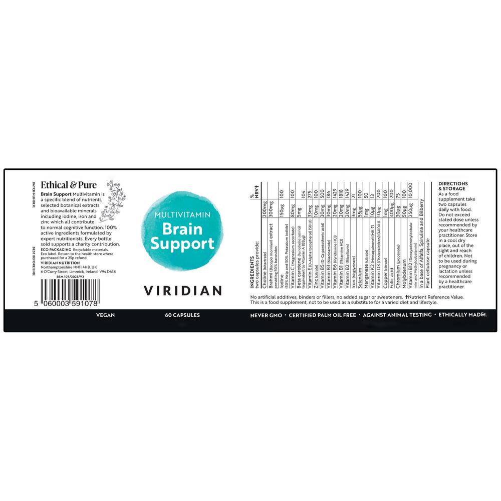 Viridian Brain Support Multivitamin 60 Capsules