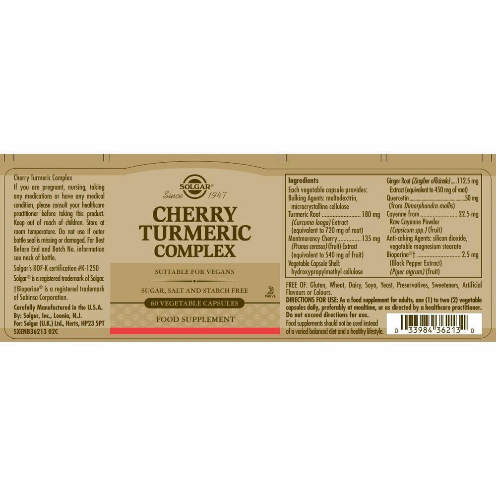 Solgar Cherry Turmeric Complex 60 Vegetable CAPSULES