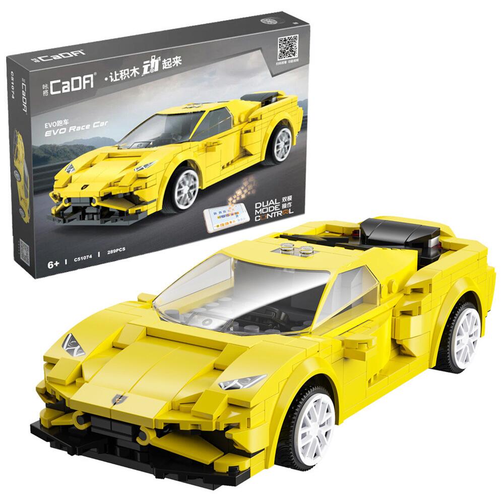 CaDA Cars Yellow Evo Sports Car Brick Construction Set 289 Piece