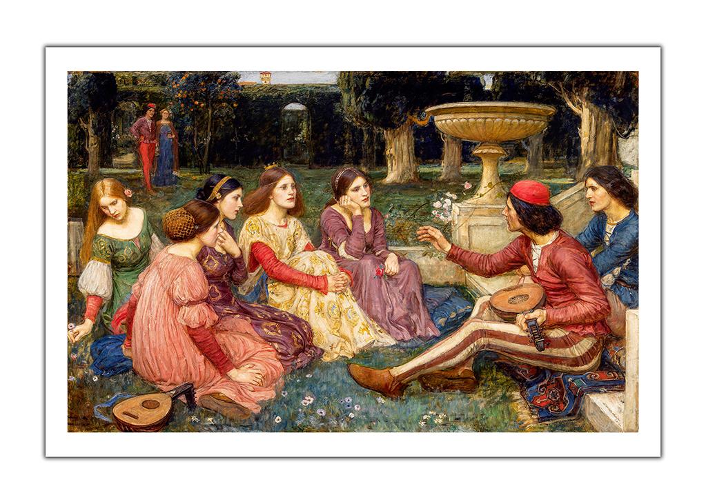 The Decameron (1916) J.W. Waterhouse Pre-Raphaelite wall art print