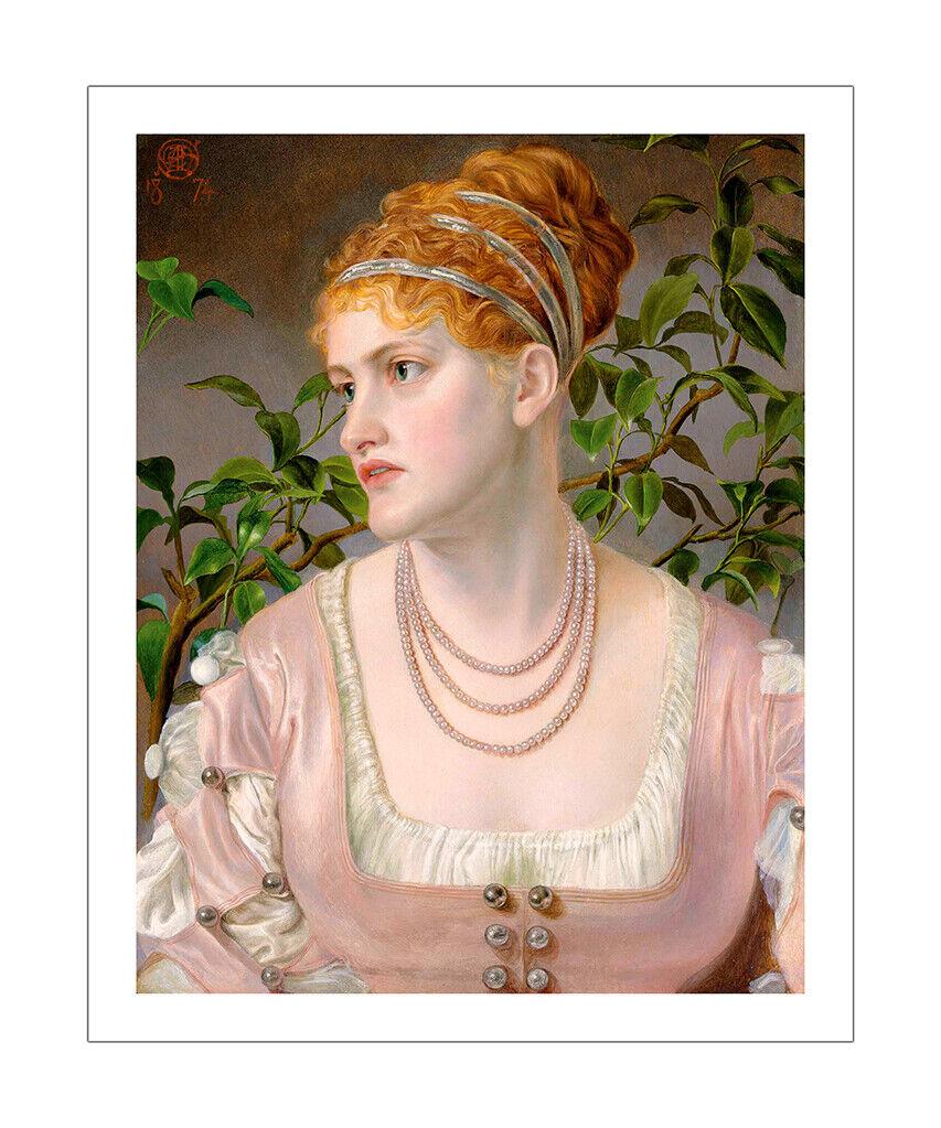Portrait of Mary Emma Jones pearl necklace (1874) by Emma Sandys wall ...