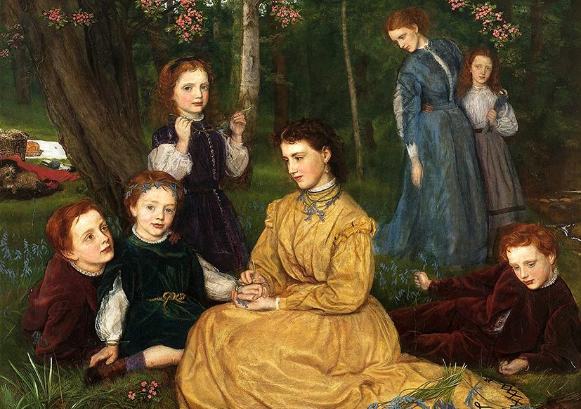 A Birthday picnic by Arthur Hughes Pre-Raphaelite wall art print