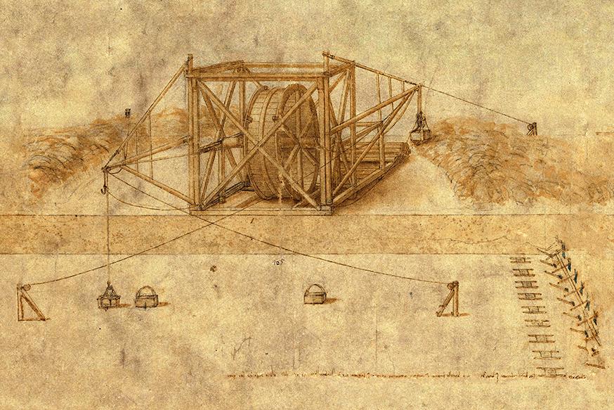 Digging Machine, Atlantic Codex (1505) Leonardo da Vinci wall art ...