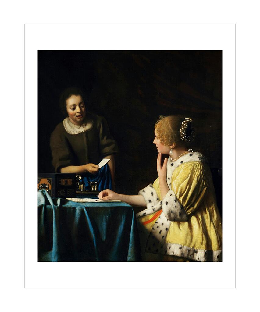 Mistress and Maid (1667) by Johannes Vermeer wall art poster print