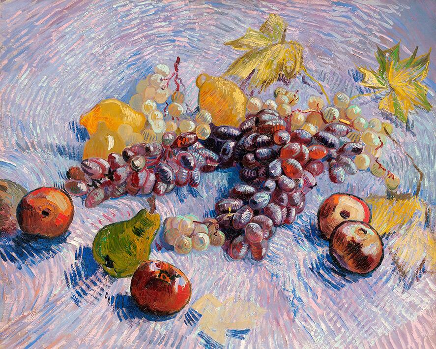 Grapes Lemons Pears and Apples (1887) Van Gogh still life wall art ...