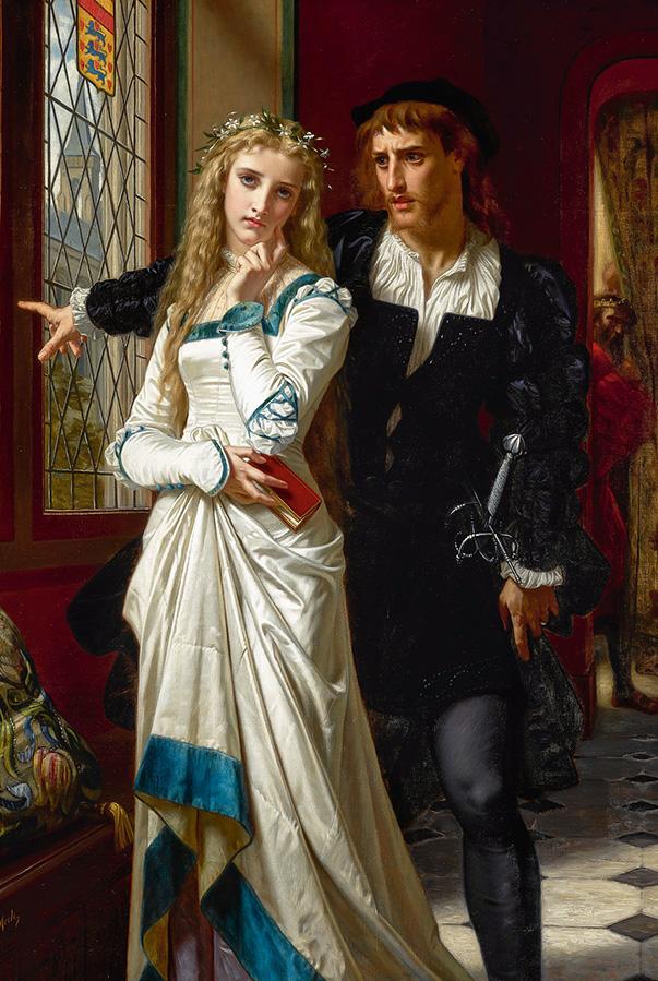 Hamlet and Ophelia (1873) Hugues Merle wall art poster print