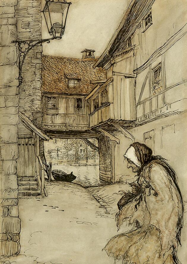 There was an Old Woman Who Lived in a Village (1909) by Arthur Rackham ...