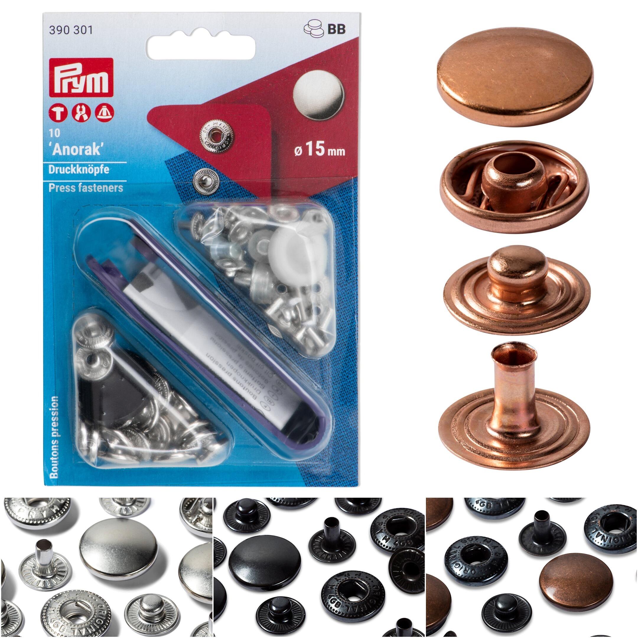 Prym Anorak 15mm Non-Sew Press Fasteners 10pcs with Tool