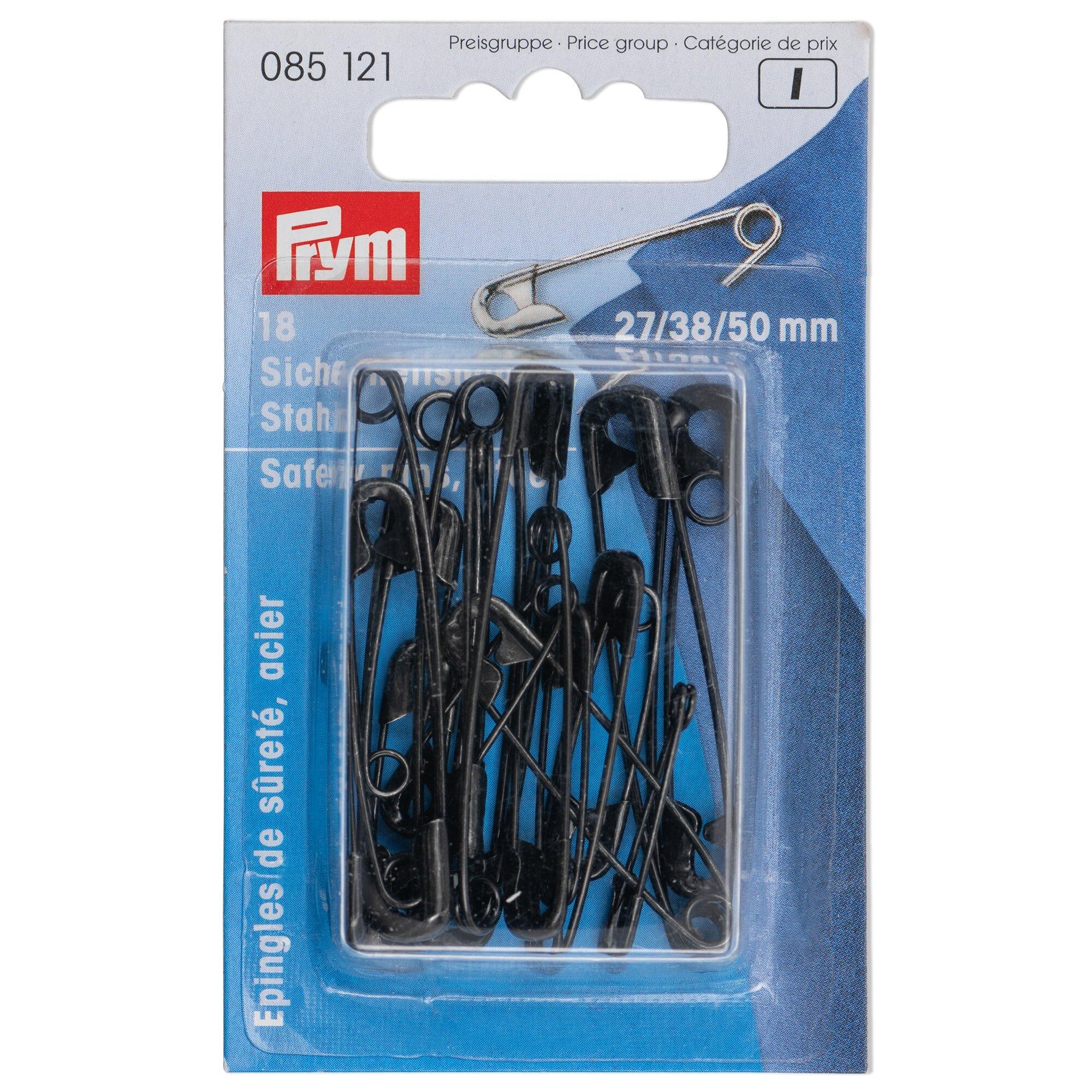 Prym Safety Pins 27mm, 38mm, 50mm - Black - 18pcs
