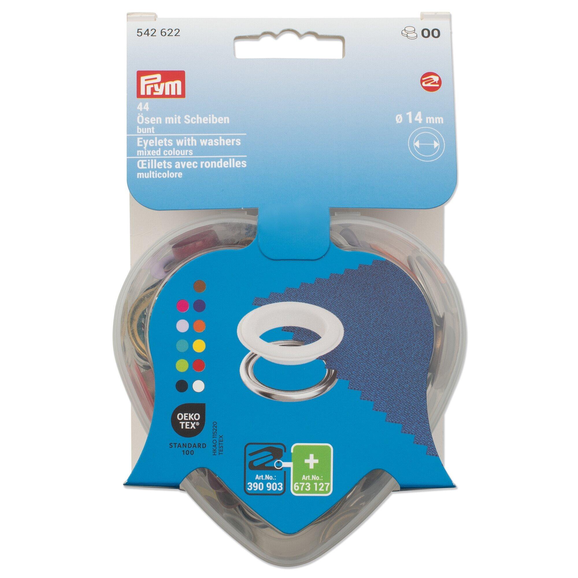 Prym Heart box with 44 14mm Eyelets with Washers in Mixed Colours