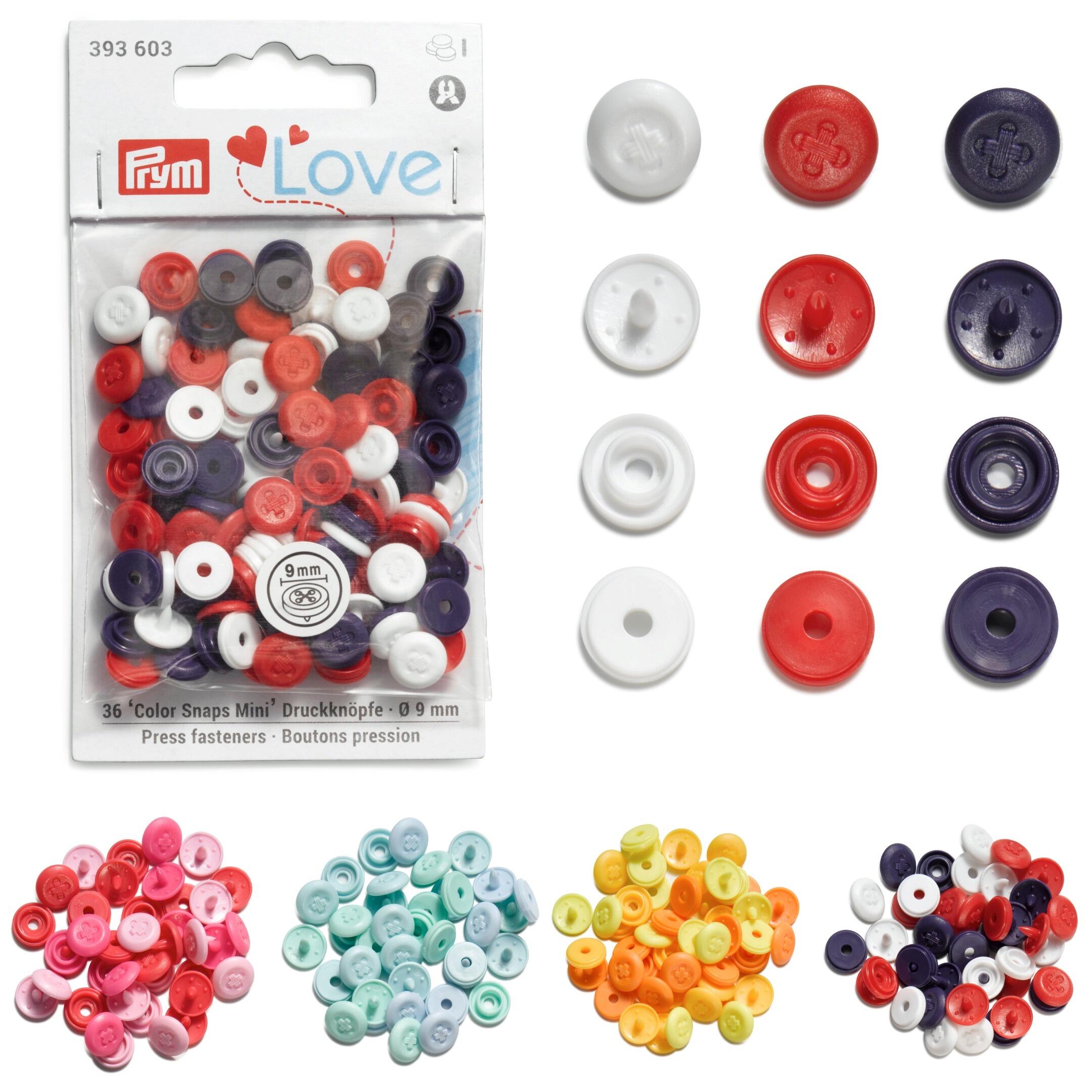 Prym Love Color Snap 9mm Non-Sew Press Fasteners 36pcs (Sew On Effect)
