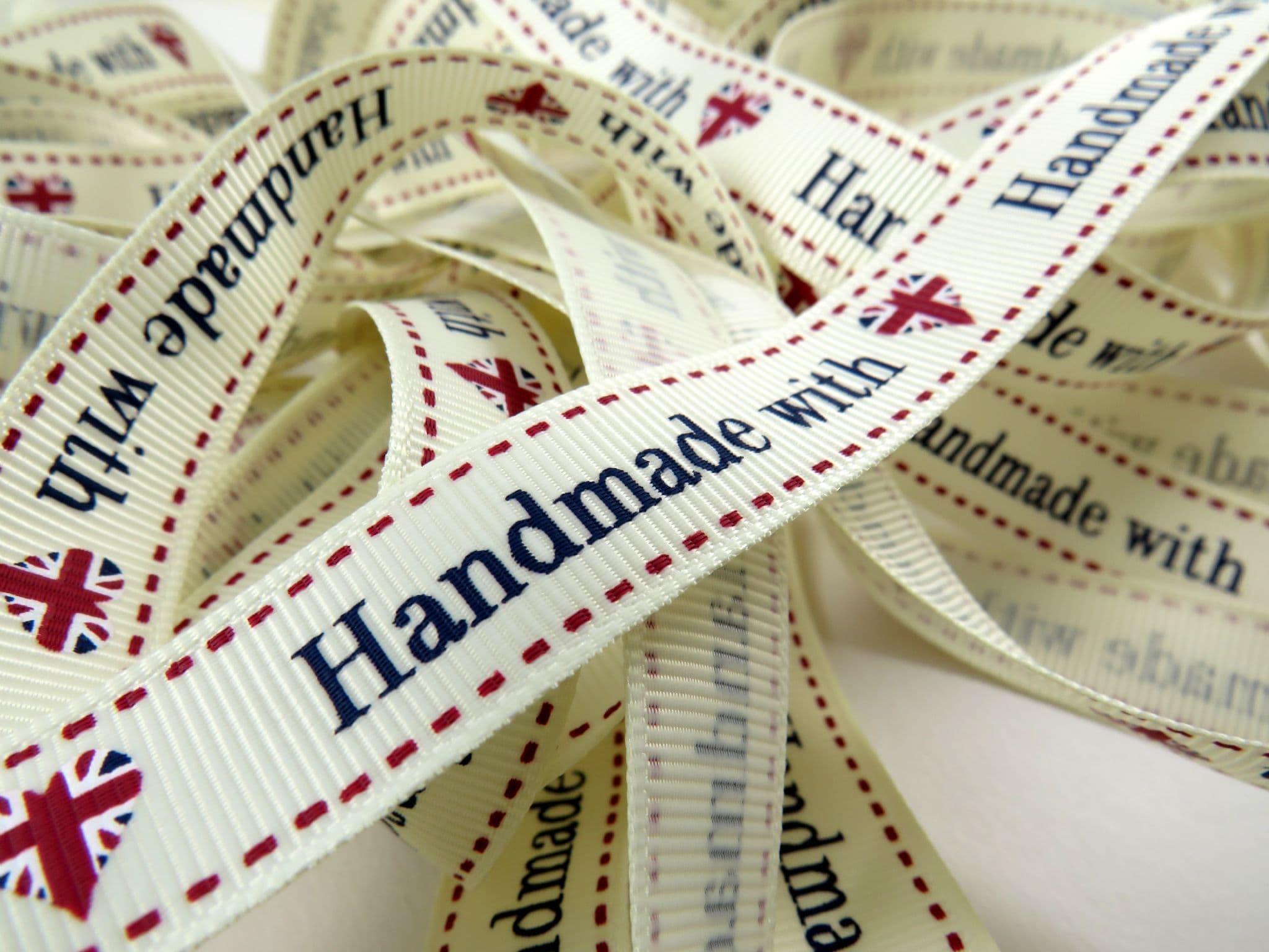 Handmade with Love - Union Jack Heart - Berties Bows Grosgrain Ribbon ...