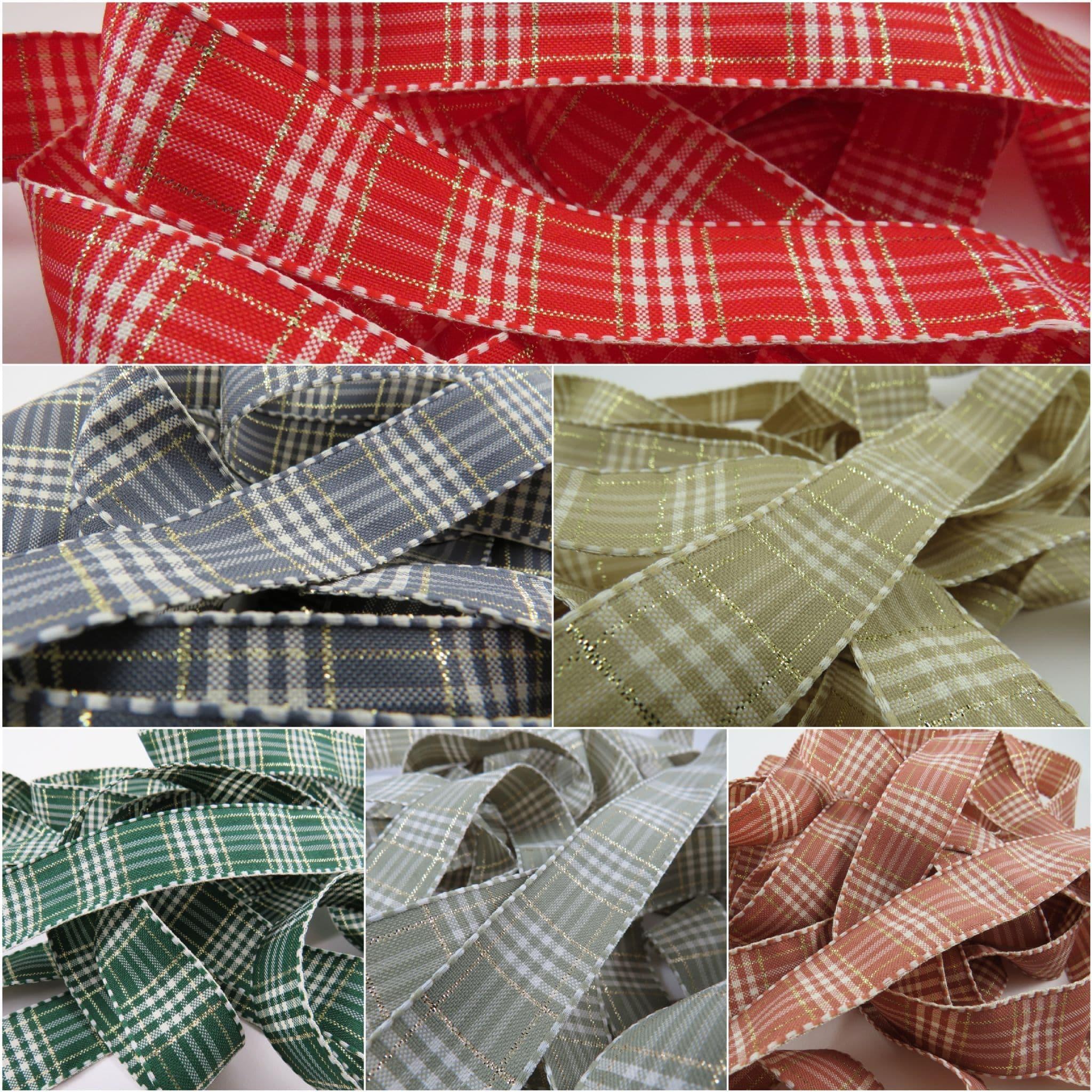 25mm Rustic Plaid Berisfords Ribbon - 6 Colours - Per Metre