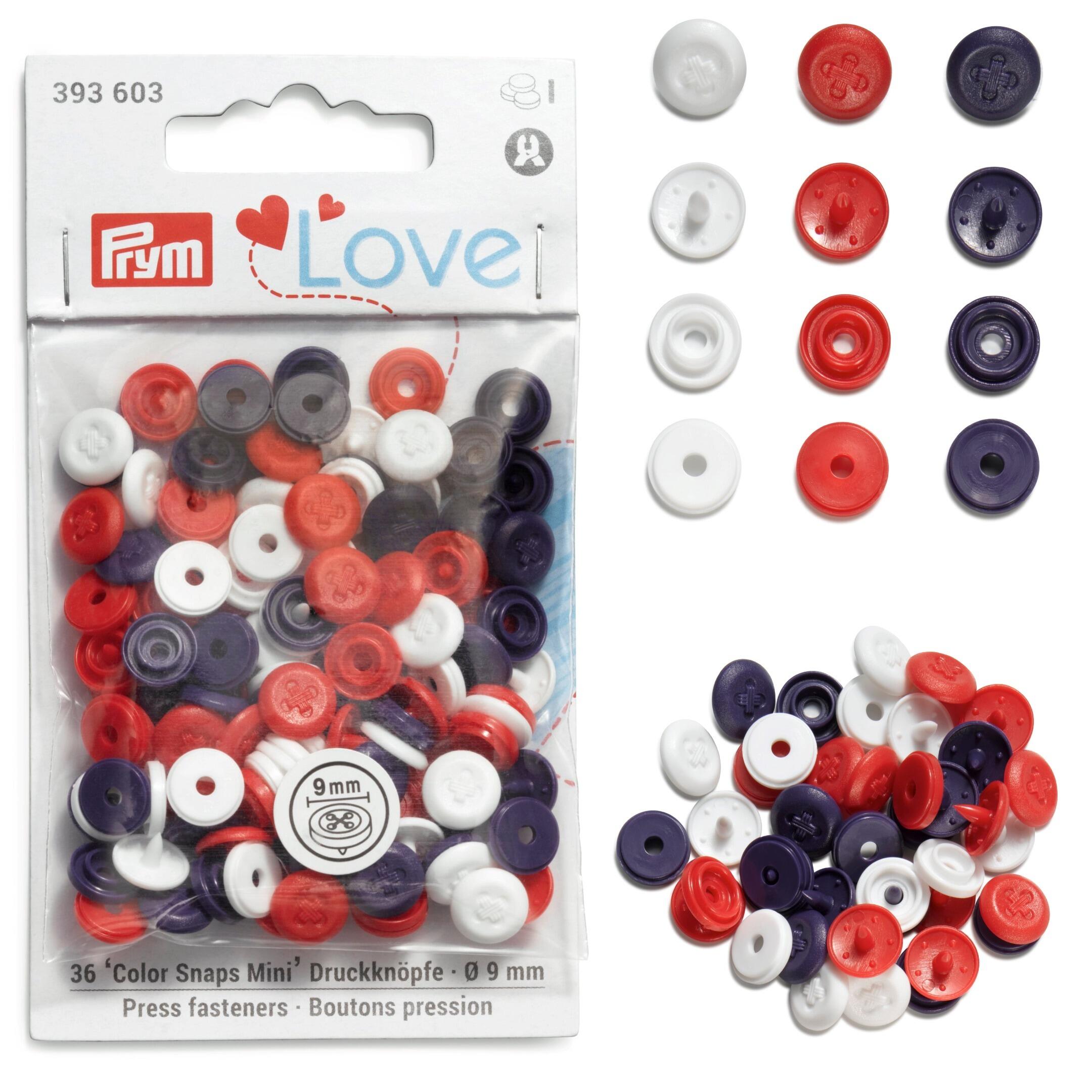 Prym Love Color Snap 9mm Non-Sew Press Fasteners 36pcs (Sew On Effect)