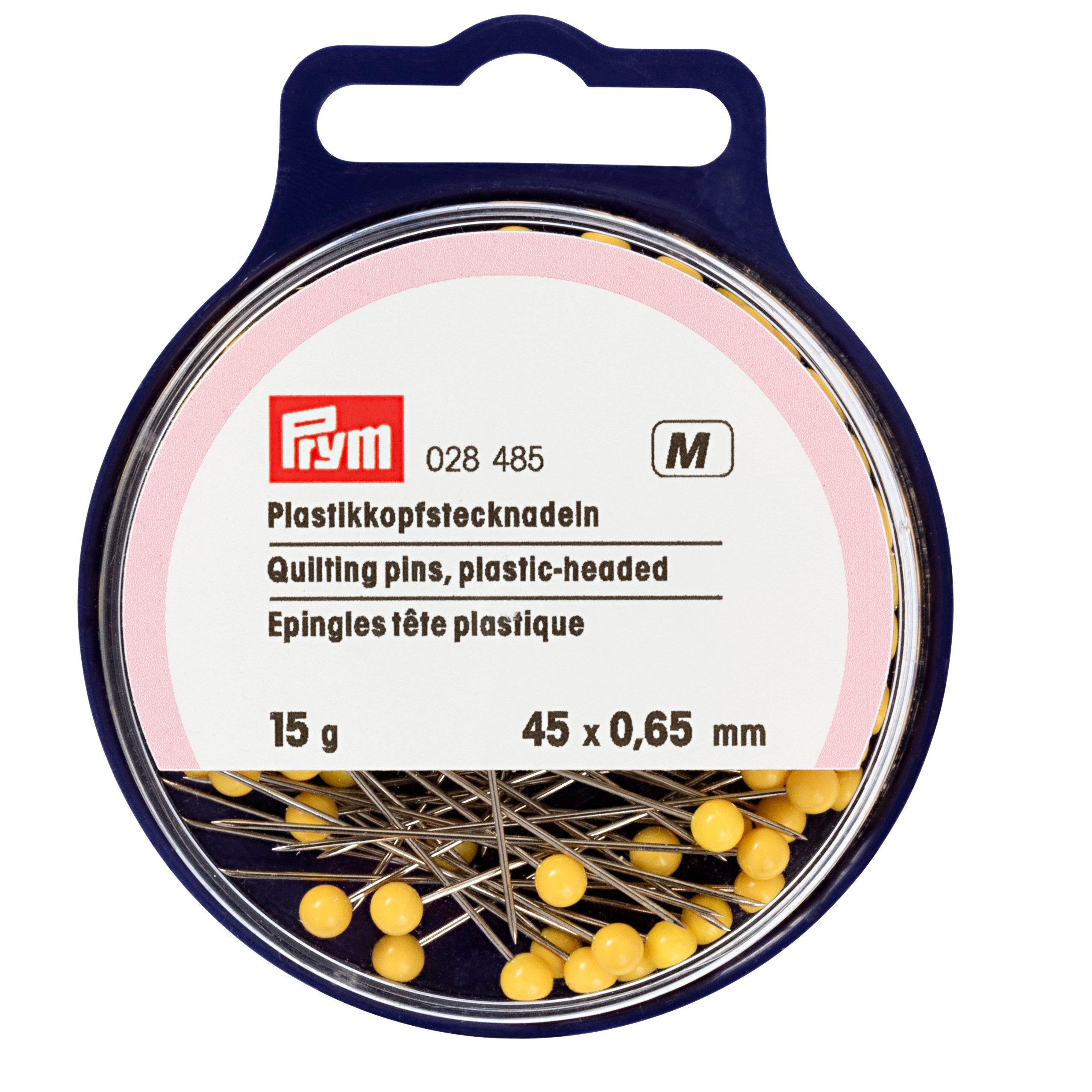 Prym Yellow Plastic Headed Quilting Pins - 0.65 x 45mm - 15g box