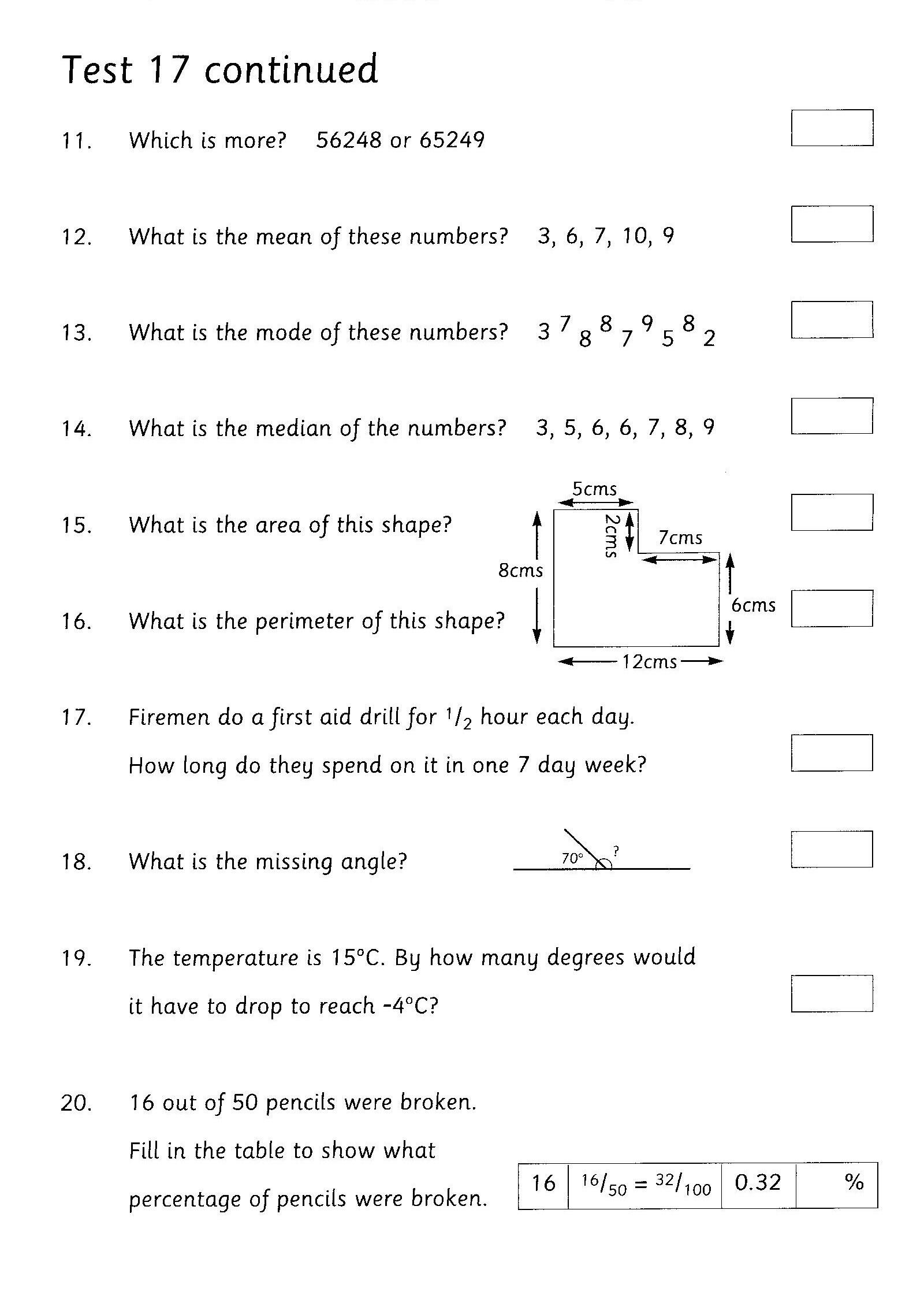 Mental Arithmetic Tests Test Worksheets Year 5 Volume 1