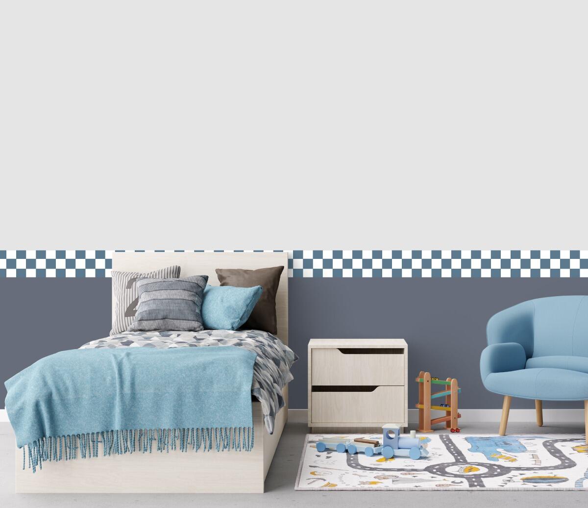 Checkered flag border, stick on race track border - Eliza Doodle Designs