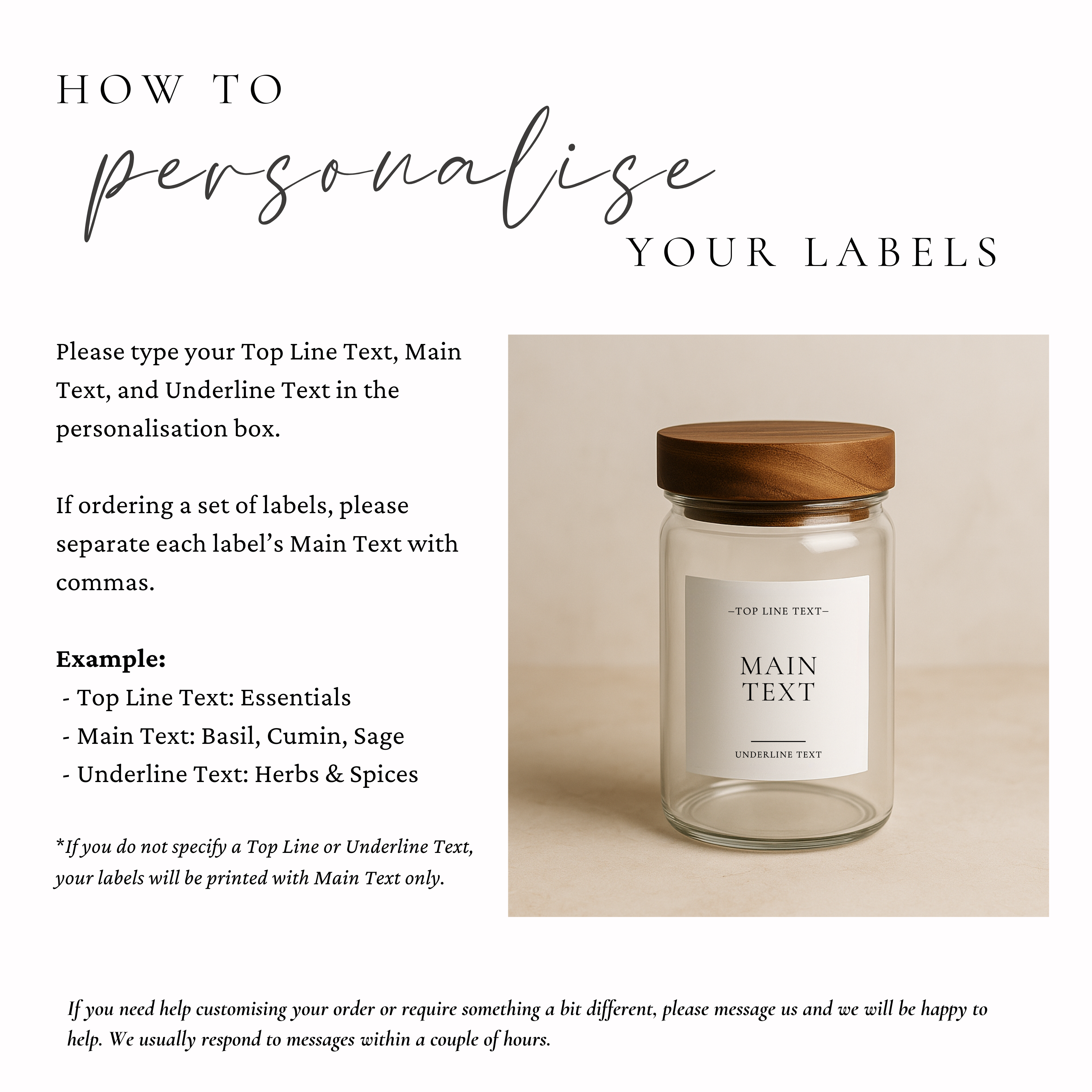 Premium Collection: Personalised Herb and Spice Jar Labels (Various Sizes)