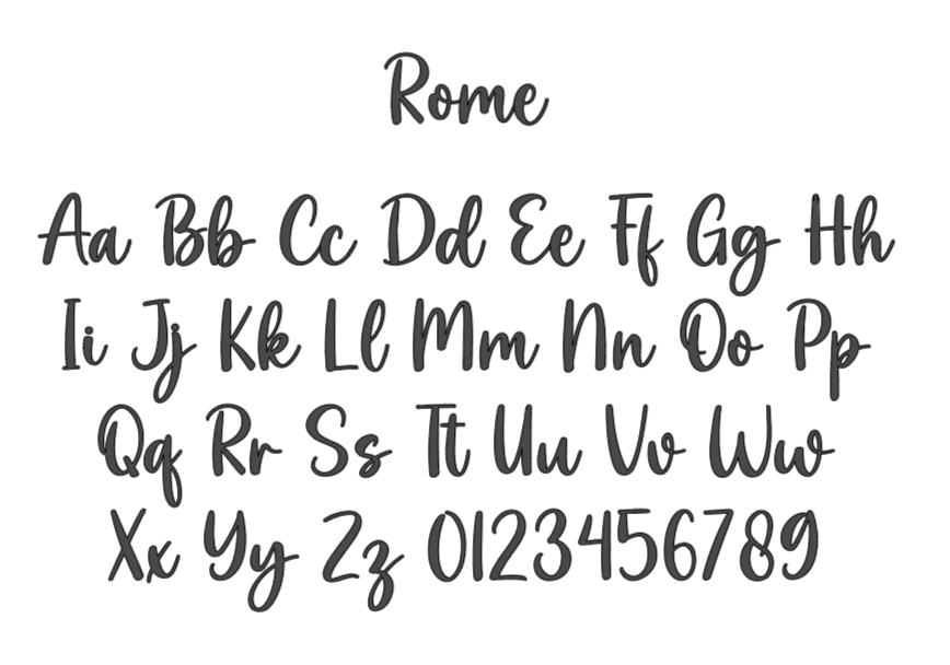 Personalised Vinyl Labels: Rome Font