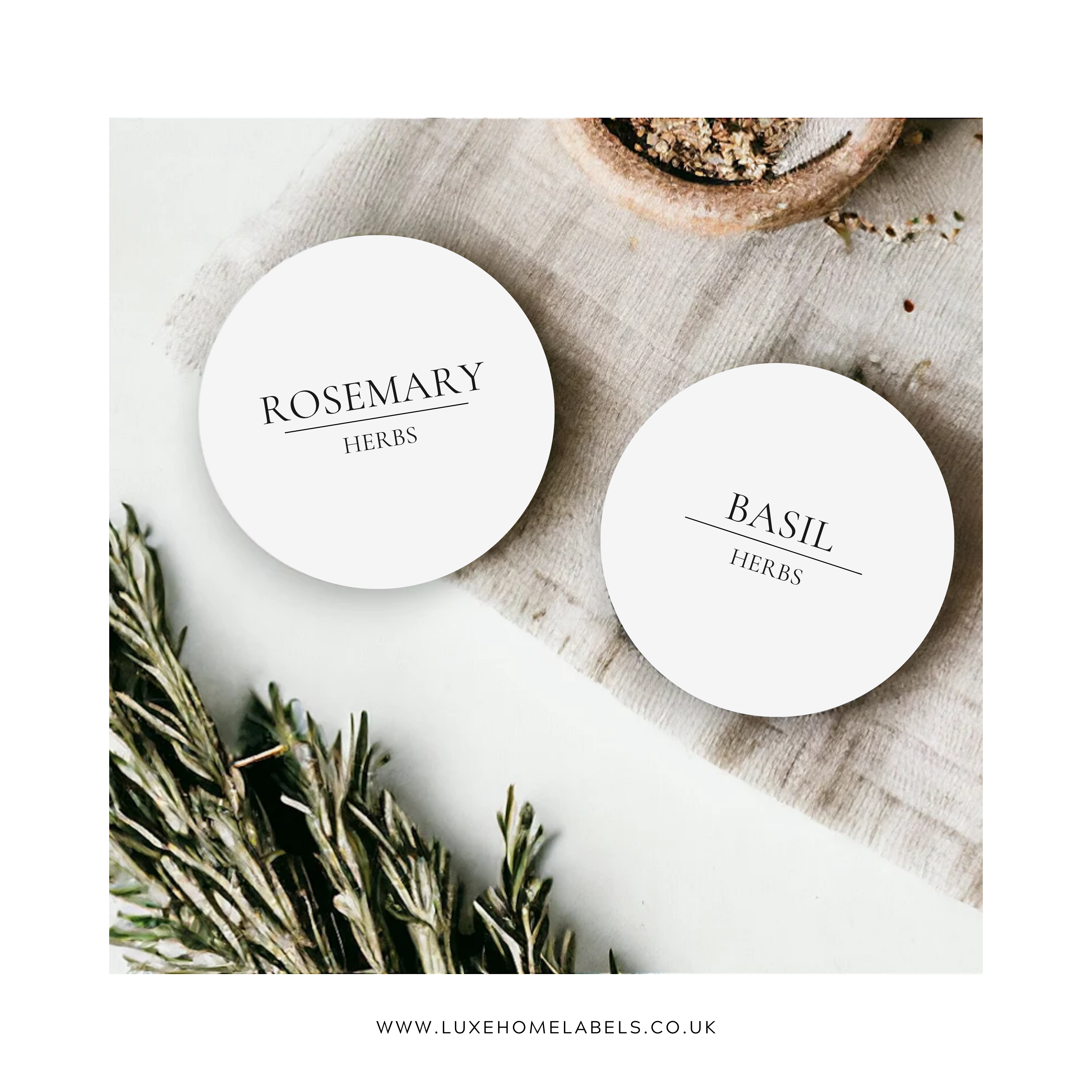 Classic Collection Personalised Herbs and Spice Jar Labels Various Sizes