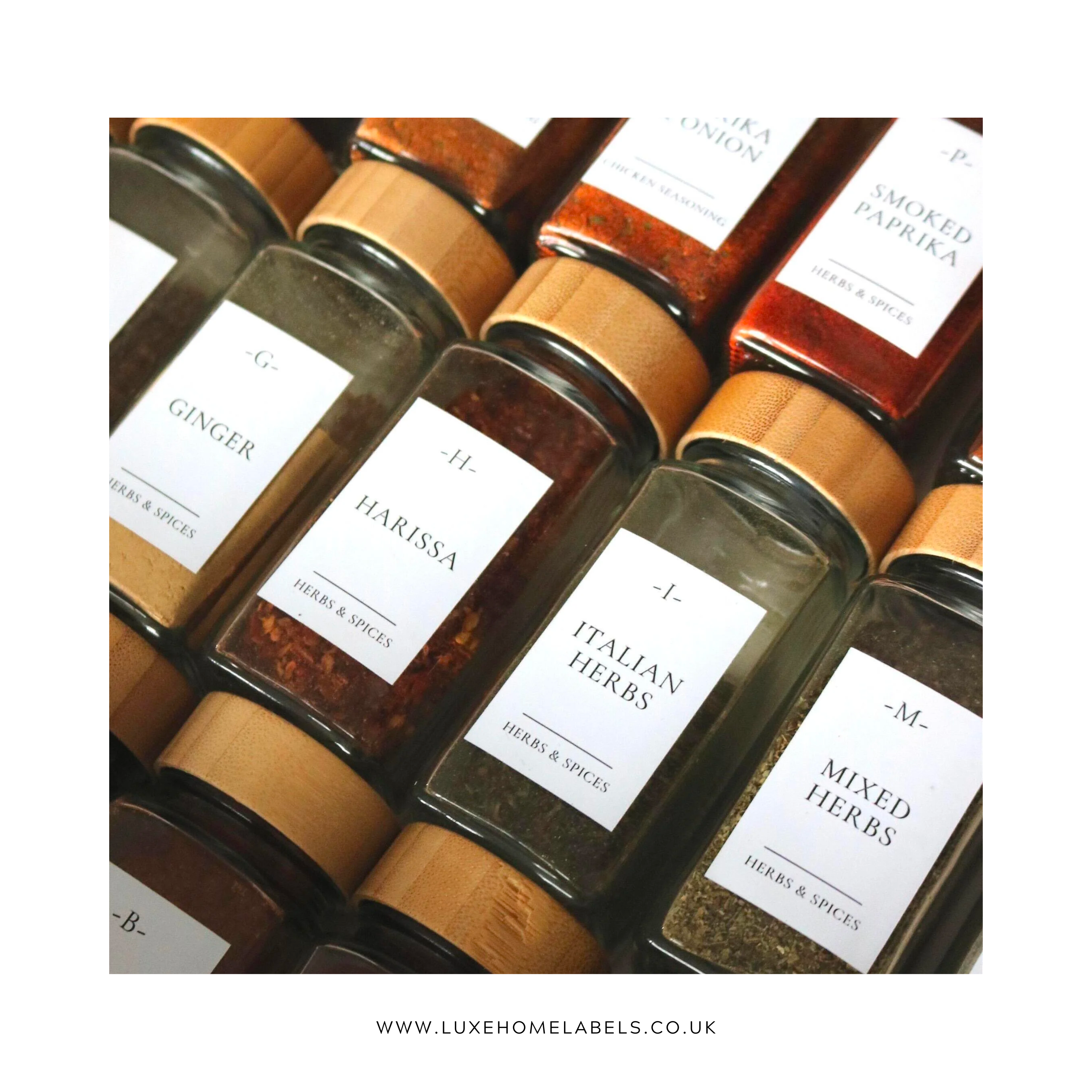 Premium Collection Personalised Herbs and Spice Jar Labels Various Sizes