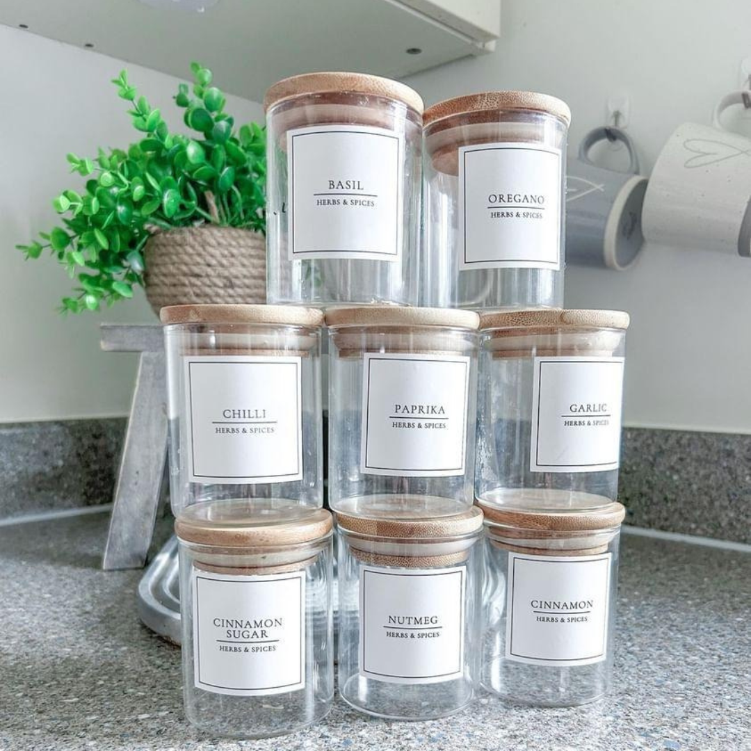 Premium Collection: Personalised Herb and Spice Jar Labels (Various Sizes)