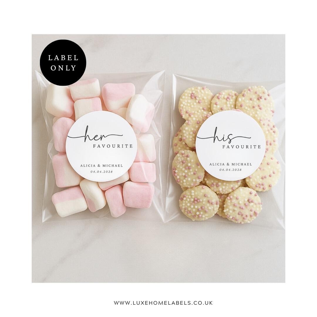 His & Her Favourite Labels | Personalised Wedding Favours
