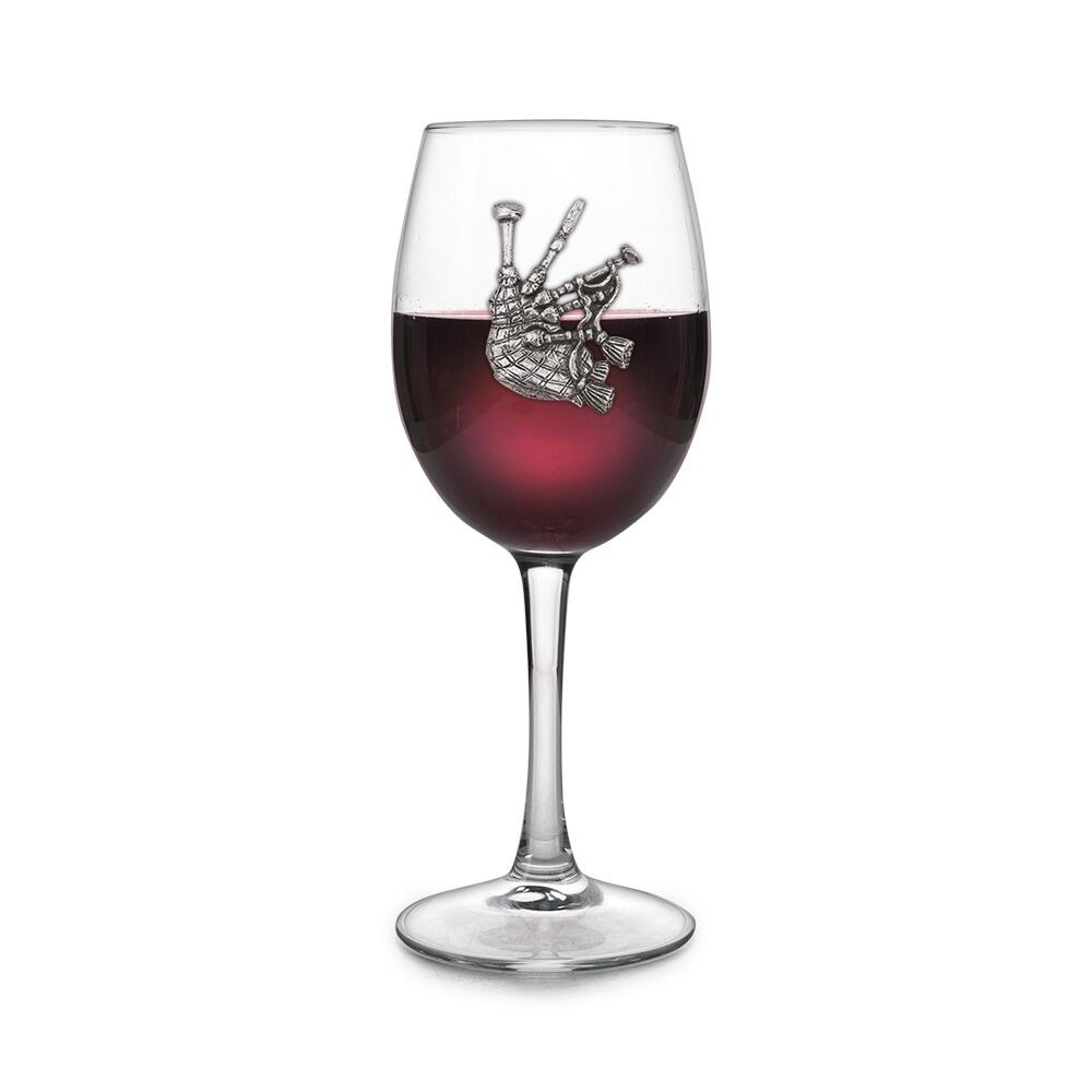 Bagpipes Pewter Wine Glass - Handmade Scottish Badge | Celtic Gift