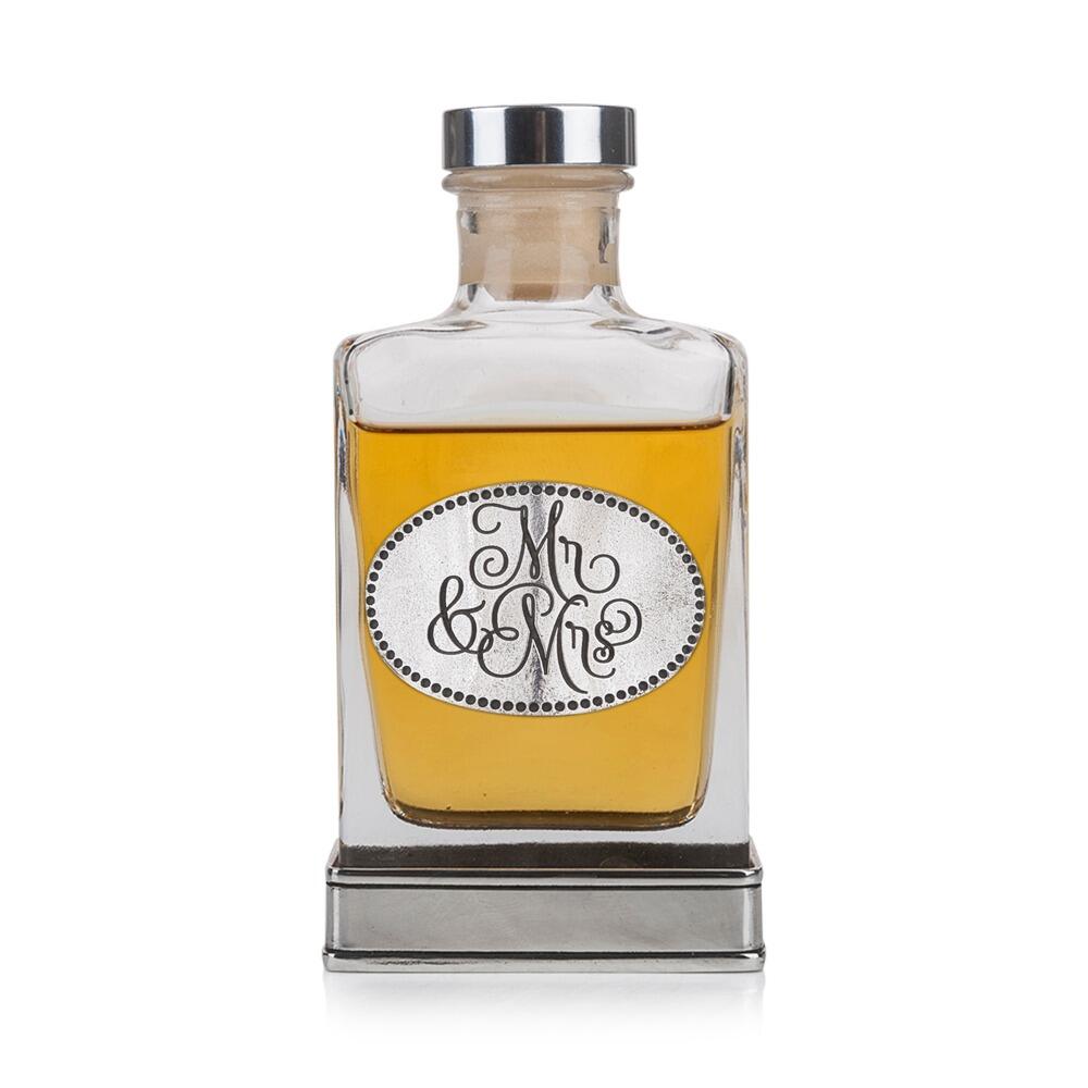 Mr & Mrs Glass & Pewter Hip Flask - Handcrafted British Pewter Design ...