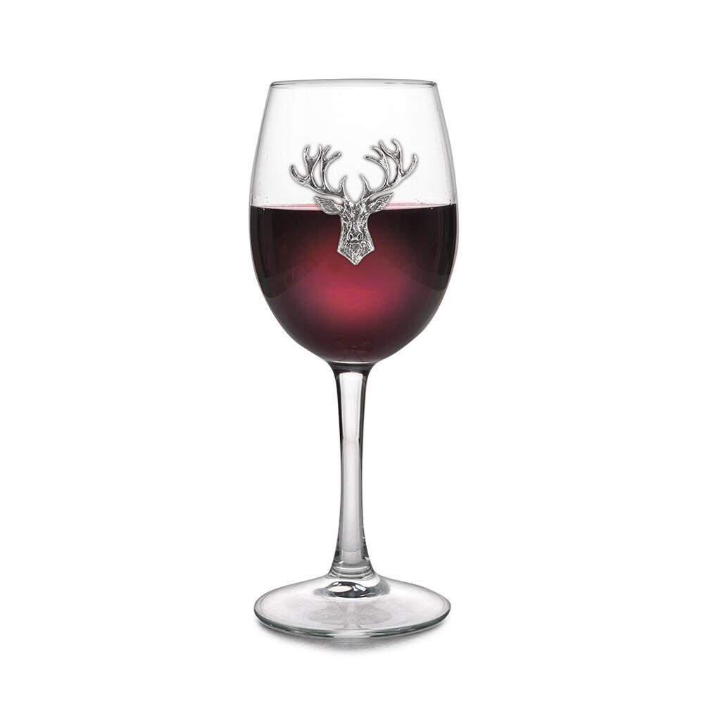 Stag Pewter Wine Glass - Handmade Wildlife Badge | Country Heritage Gift