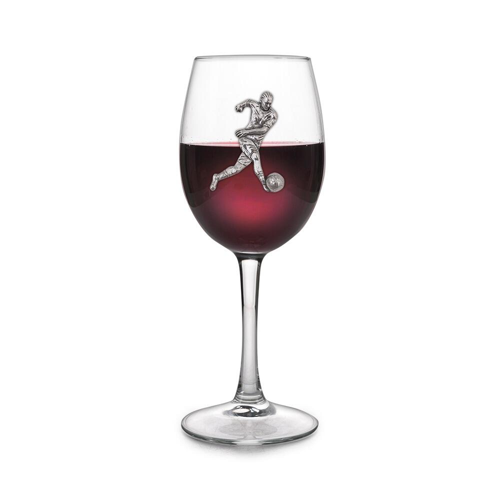 Football Player Pewter Wine Glass - Handmade Sports Badge | Football Gift