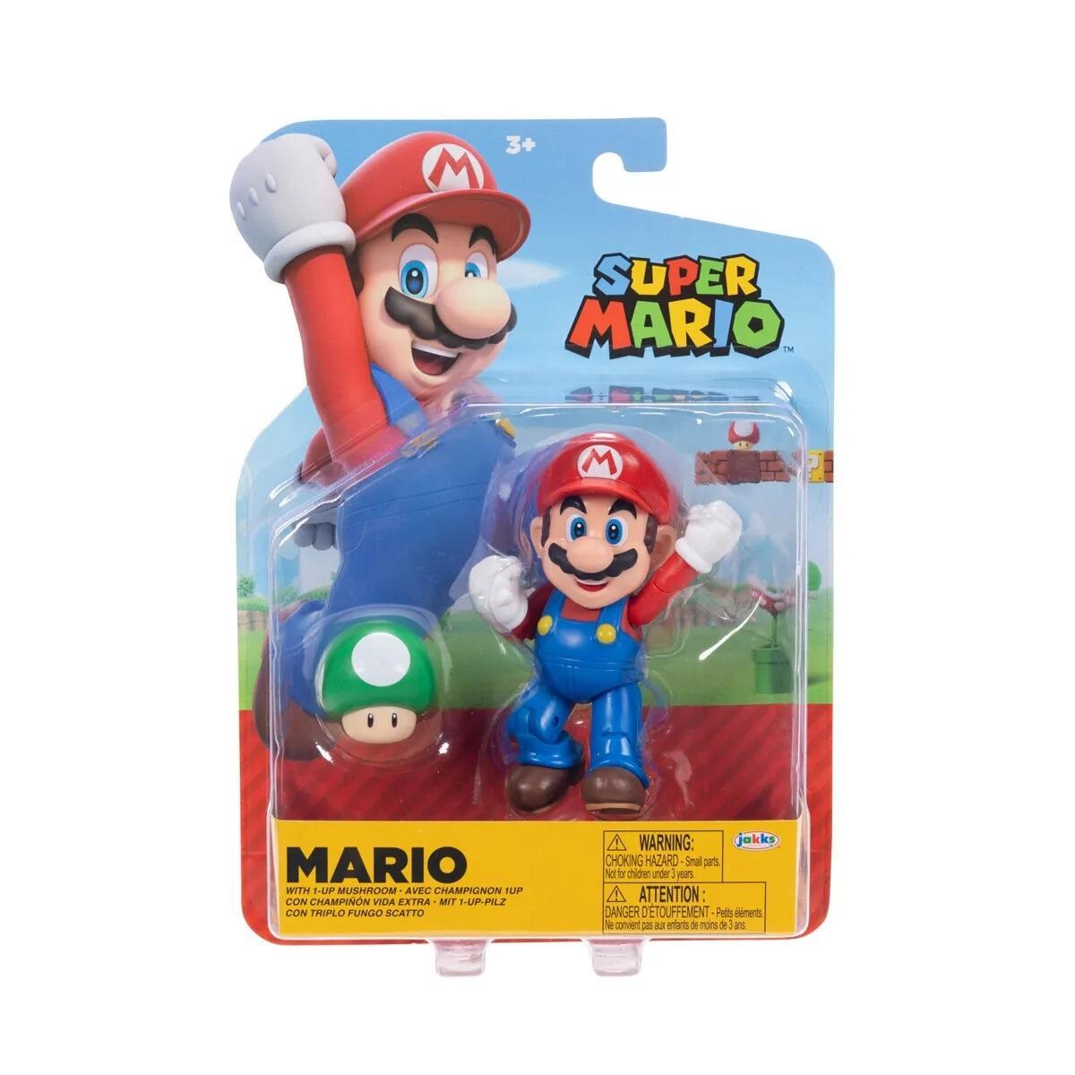 Super Mario 4" Action Figure Mario with 1-Up Mushroom (10cm) | Top Pick ...