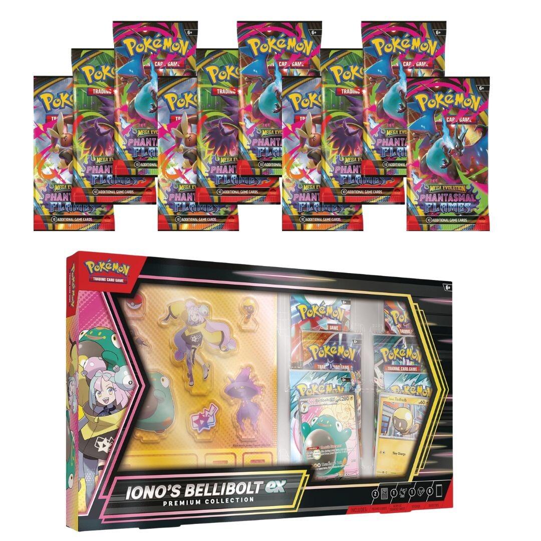 Pokémon TCG 10 x Mega Evo Phantasmal Flames Boosters & Iono’s Bellibolt ...