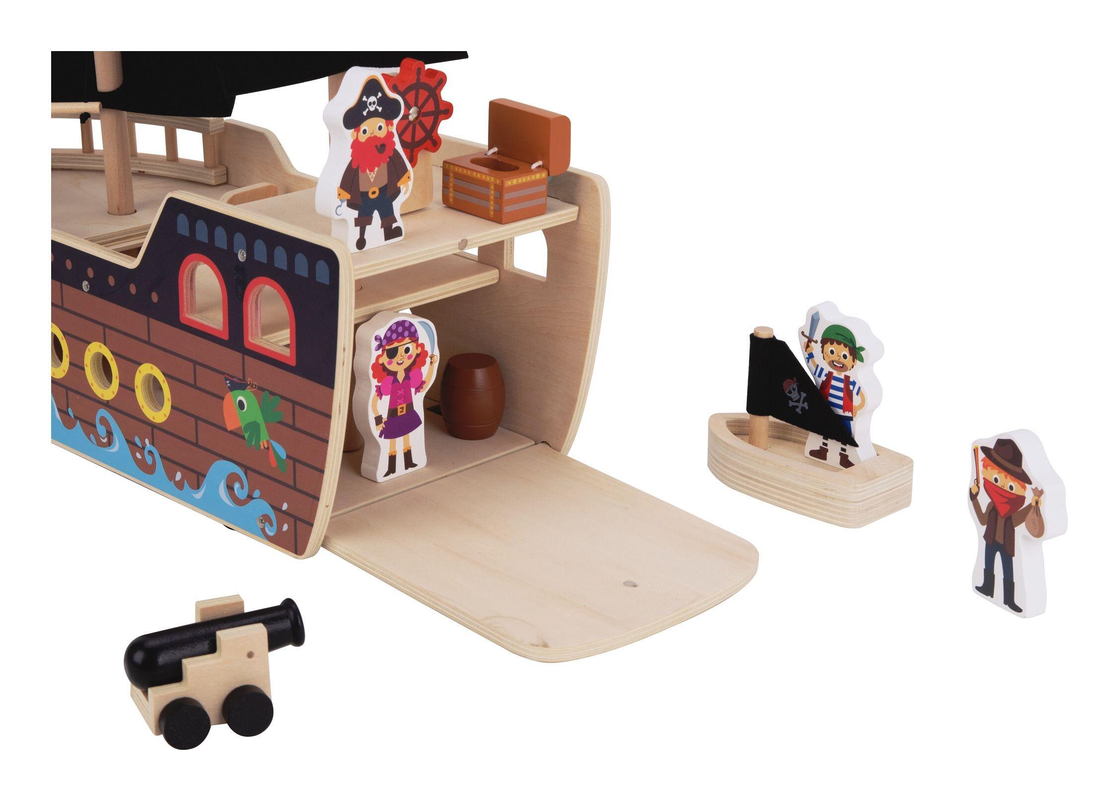Tooky Toy Wooden Pirate Ship Playset | Top Pick Toys | Online, Retford