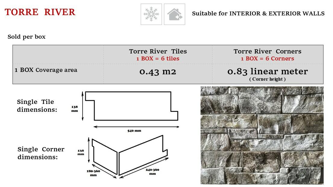 Torre River Stone - Modern Stone Cladding that looks & Feel like Real Stone, seamless joints, 3D eff